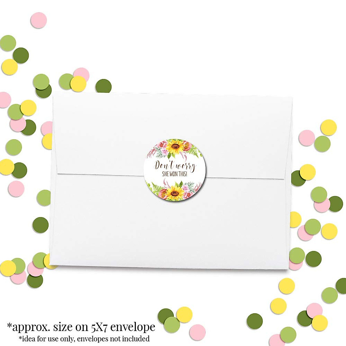 She Won This! Sunflower and Peony Thank You Customer Appreciation Sticker Labels for Small Businesses, 60 1.5" Circle Stickers by AmandaCreation, Great for Envelopes, Postcards, Direct Mail, & More!