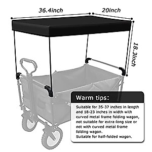 VOONKE Wagon Canopy Cover Garden Push Awning Portable Outdoor Stroller Accessories - Awning for Garden Wagon, Shopping, Camping (Suitable for Half-Folded Wagon) Black