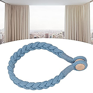 Magnetic Curtain Tiebacks, Boho Curtain Tie Backs Decorative Tie Backs with Durable Wooden Buckle Curtain Holdbacks Holder for Window Draperies(Blue)