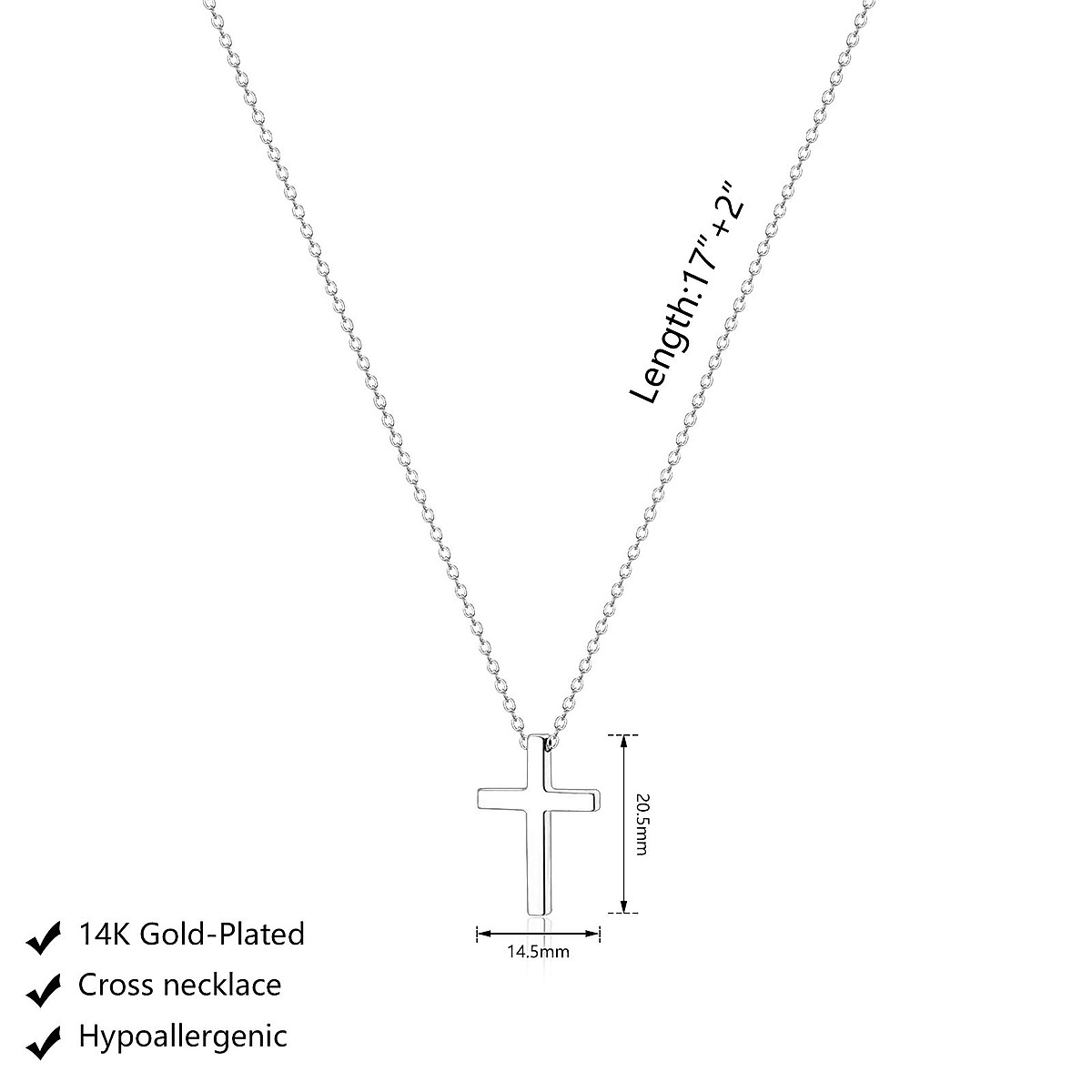 Luxval Cross Necklace for Women 14k Silver Plated Tiny Cross Pendant Necklace for Women Simple Layered Cross Necklaces for Women