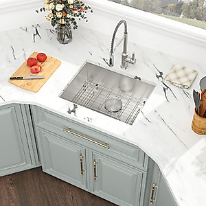 Kichae 21 Inch Kitchen Bar Sink Undermount Single Bowl Stainless Steel 16 Gauge Handmade Modern Under Counter Handmade Wet Bar RV Kitchen Sink with Drain Strainer