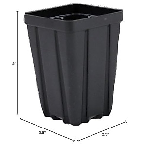 Grower's Solution Square Greenhouse Pots 3.5 inch x 5 inch- Black - Plastic - Deep - Qty 50