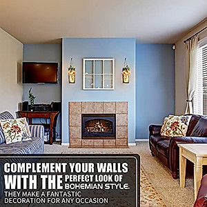 Mason Jar Sconces Home Design Wall Decor Remote Control Farmhouse Shabby Chic Living Room Kitchen Bedroom Bathroom Decoration with 6-Hour Timer LED Lights Flowers Silk Hydrangea Set of 2 Grey