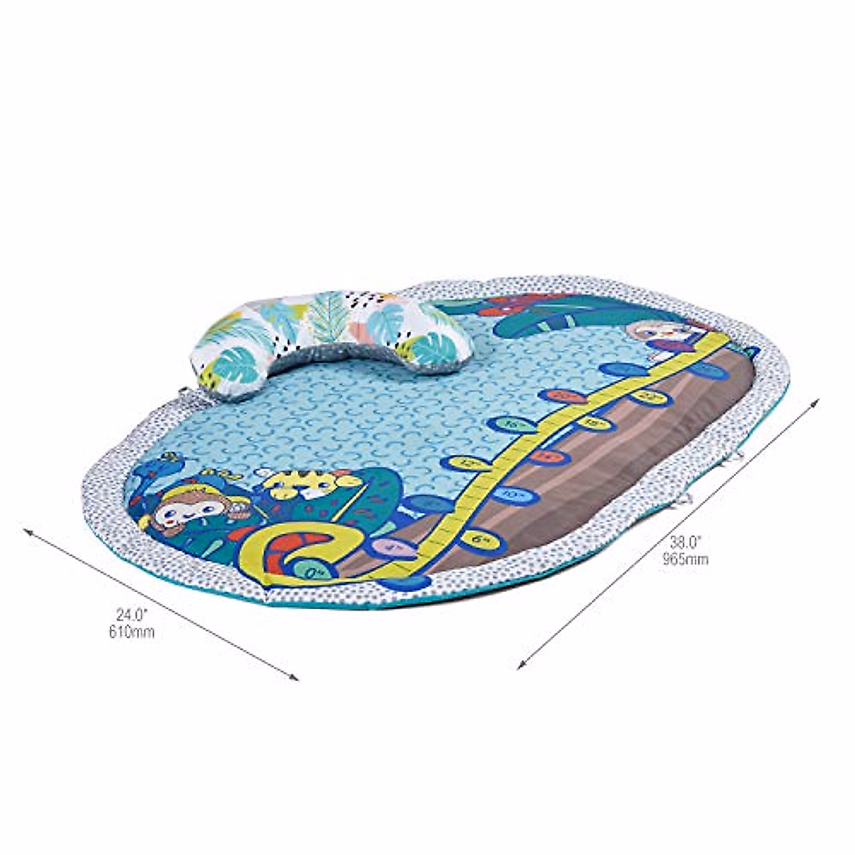 Infantino 3-in-1 Deluxe Magic Arch Sensory Development Gym - 3 Ways to Play with Dual-Sided Magical Arch for Captivating Overhead Visuals Plus Tummy-Time Bolster & Mat with Growth Chart, Teal