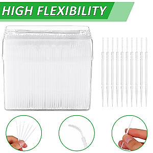 JiaUfmi 1100Pcs Dental Picks Plastic Toothpick Oral Hygiene 2 Way Interdental Brush Stick