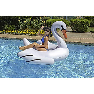 Poolmaster Jumbo Swimming Pool Float Rider, Swan, White Extra Large