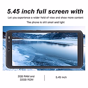 Zyyini Unlocked Cell Phone, 5.45 Inch 2GB RAM 32GB ROM, Android Smartphone Support Face Recognition Dual SIM Dual Standby Mobile Phone for Rino8 Pro(Black)