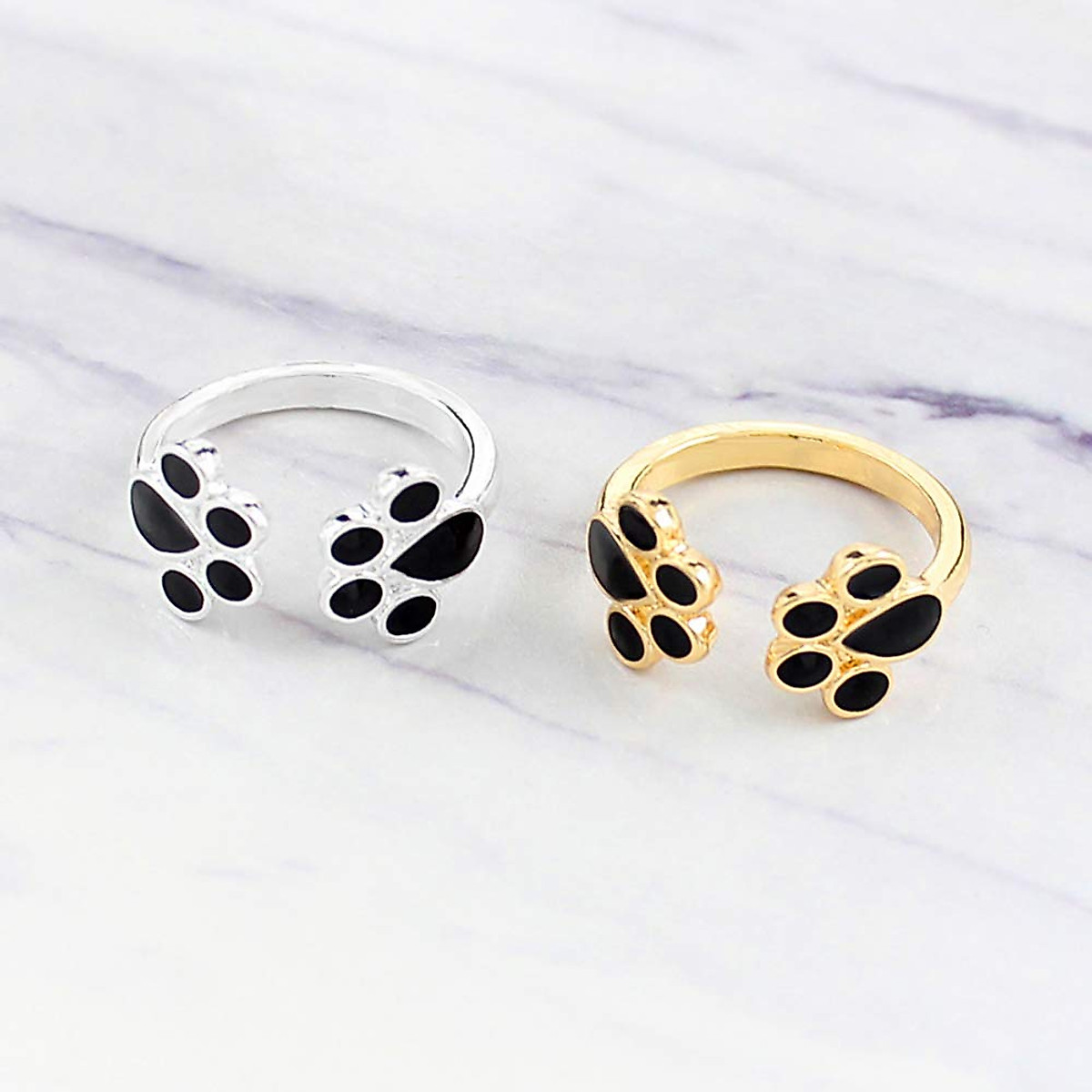 SEniutarm Engagement Love Rings Wedding Bands Fashion Cute Women Pet Cat Dog Puppy Paw Print Opening Finger Ring Jewelry Gift for Women/Girl Finger Rings DIY Jewelry Gifts - Silver