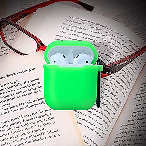 GUH Green AirPods Case Cover, Full Protection, Glows in The Dark, Made of Special Safety Silicone.(Green)