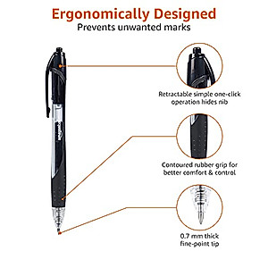 Amazon Basics Retractable Gel Ink Pens - Fine Point Pen, Black, 12-Pack