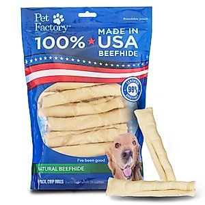 Pet Factory 100% Made in USA Beefhide 5" Chip Rolls Dog Chew Treats - Natural Flavor, 18 Count/1 Pack