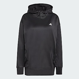 adidas Women's Aeroready Game and Go Fleece Hoodie, Black/White, Medium
