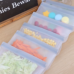 Moretoes 12 Pack Reusable Ziplock Bags, Freezer Bags Leakproof Sandwich Size Food Storage Bags Washable for Marinate, Snakes, Travel, Kitchen Organization (Grey)