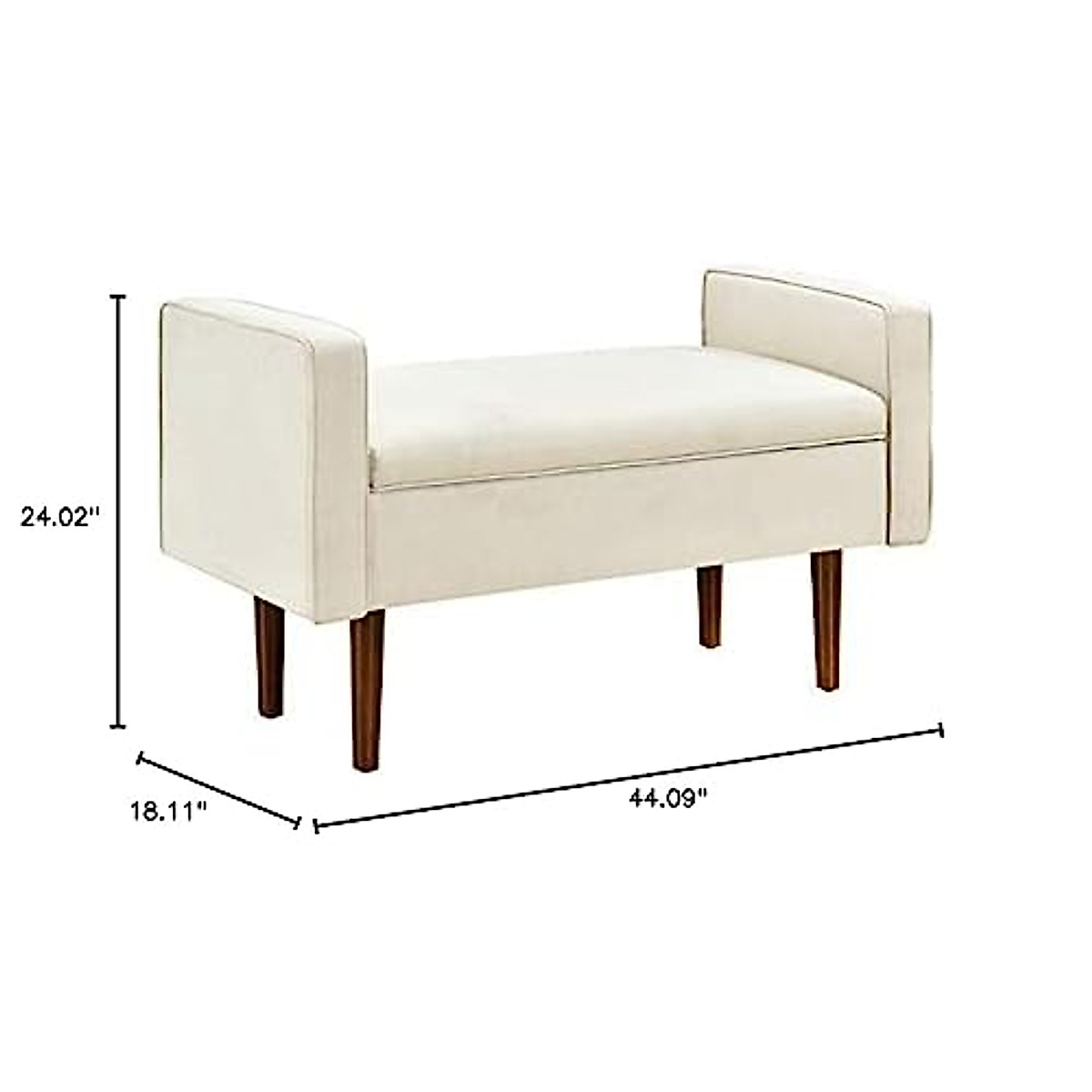Home Fare Mid Century Upholstered Bench with Storage - Cream Fabric
