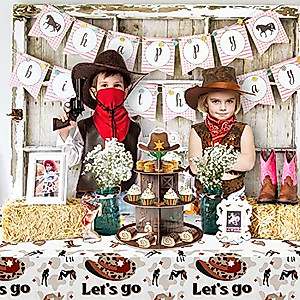 Haooryx Western Cowboy Party Decoration Cupcake Stand, 3 Tier Wild West Wooden House Barn Door Cupcake Tower Cardboard Dessert Holder for Western Cowboy Theme Birthday Party Baby Shower Table Supplies