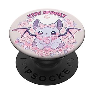 Stay Pooky Cute Kawaii Bat Halloween Vampire Bat Pastel Goth PopSockets Swappable PopGrip