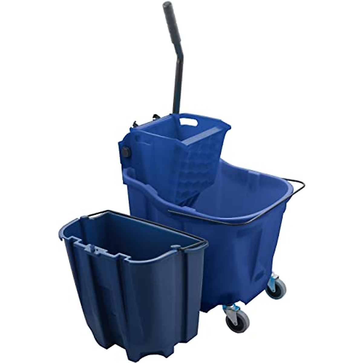 Carlisle FoodService Products Omnifit Mop Bucket with Side Press Wringer and Soiled Water Insert for Floor Cleaning, Kitchens, Restaurants, And Janitorial Use, Polypropylene (Pp), 35 Quarts, Blue