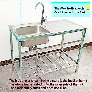ZHXIPP Freestanding Kitchen Sink Commercial Stainless Steel Single Bowl Sink with Storage Shelves Restaurant Sink Utility Utility Washing Hand Basin 29.5 x15.7 X 29.5 in (Silver)
