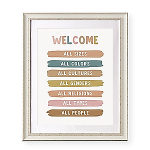 All Are Welcome Here, Classroom Art Print, Kids Diversity Prints, Affirmations Art, Classroom Decor, Nursery Decor, Playroom Decor, Children's Wall Art, Unframed (8X10 INCH)