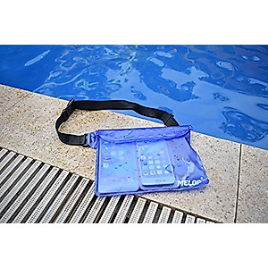 MELOP Waterproof Pouch Bag with Adjustable Shackle Strap Protect Phone and Items Dry and Clean from Water Submersion When Rainning Boating Swimming Kayaking Fishing Water Parks - Blue