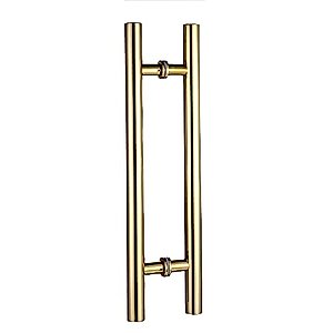 SUCHETA Modern Round Entry Door Handle,Modern Steel Push Pull Door Handle for Sliding Glass Shower/Barn Door/Interior Exterior Door,Hardware Included (Color: Titanium Yellow,Size: 80 x 60cm)