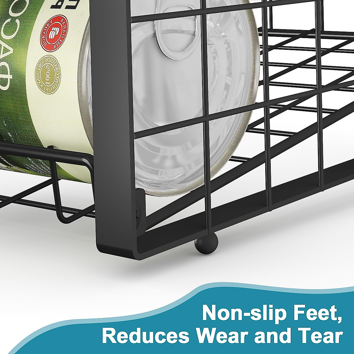 JKsmart Stackable Can Rack Organizer for Pantry 9" H, Adjustable Can Storage Holder for Various Ounces of Canned food Soda Drinks, Can Dispenser for Kitchen Cupboard Cabinet, 2 Tier, 2 Pack