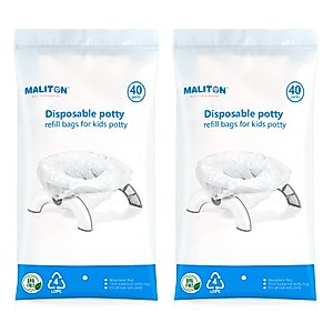 [80 Counts] Disposable OXO Potty Bags, Potty Liners for Portable Potty, Maliton Travel Potty Bags Fit for OXO Tot 2-in-1 Go Potty, Universal Travel Potty Refill Bags Fit Most Potty Chairs for Cleanup