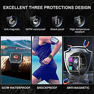 Military Smart Watch, 1.95''HD Waterproof Smart Watches for Men with Bluetooth Call (Answer/Dial Calls), 133 Sports Modes Rugged Outdoor Tactical Fitness Tracker Smart Watch for Android iPhone