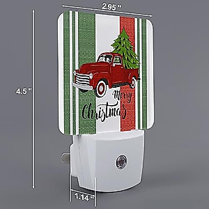 Night Light Plug in LED Night Lamp Automatic Sensor Night Lights Plug into Wall, Christmas Truck Xmas Tree Red Green Stripe Square Dim Night-Lights for Bedroom Bathroom Kitchen Hallway Home Decor