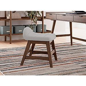 Signature Design by Ashley Lyncott Casual Upholstered Armless Home Office Desk Chair with Backless Design, Light Gray & Light Brown