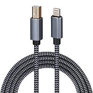 WORLDBOYU Lightning to MIDI Cable USB OTG Type B Cable for Select iPhone, iPad Models for Midi Controller, Electronic Music Instrument, Midi Keyboard, Recording Audio Interface (6FT)