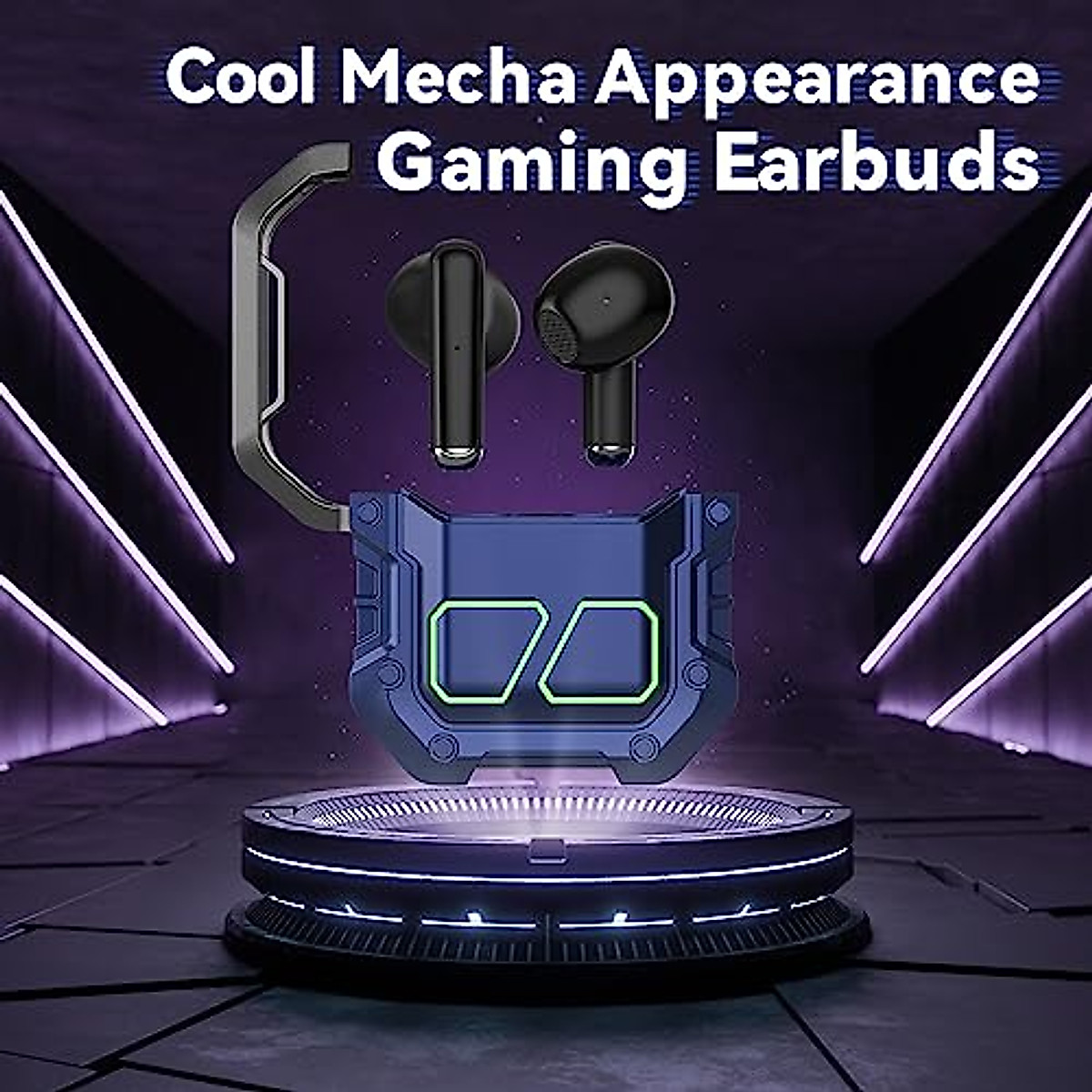 Wireless Earbuds Bluetooth 5.3 Headphones with HiFi Stereo Sound in-Ear Earphones Cool Mecha Earbud Auto Pairing Gaming/Deep Bass Music Mode Headset Built-in Microphone