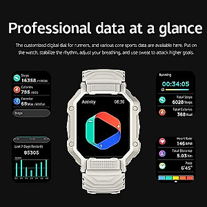 Loluka Military Smart Watch Make/Receive Calls Heart Rate Monitor 1.83" HD Screen Smartwatch Compatible with iPhone Android Phones Pedometer Sports Watches for Men Women