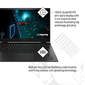 HP OMEN 17 inch Laptop, QHD 165Hz Display, 3ms Response Time, Intel Core i7-13700HX, 16 GB RAM, 512 GB SSD, NVIDIA GeForce RTX 4070 GPU (8 GB), Windows 11 Home, 17-cm2020nr (2023), Black