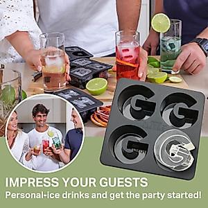 DRINKSPLINKS Silicone Ice Cube Mold Tray - Custom Letter G. Personalized Monogram Big Ice Cube Molds for Gin, Whiskey, Bourbon, Cocktails, Customized Gifts with Initials. Alphabet Mold for Every Name.