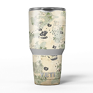 Design Skinz The Vintage Map of Pirate Islands - Skin Decal Vinyl Wrap Kit Compatible with The Yeti Rambler Cooler Tumbler Cups