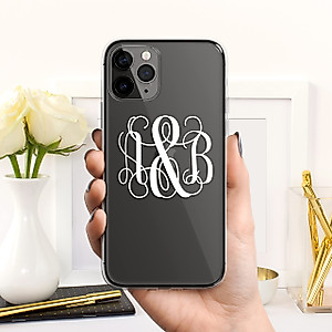 Case Charming Monogrammed Phone Case for iPhone 15 Pro Max 14 13 mini 12 11 Xs Xr X 10s 10r 10 8 Plus 7 Se Personalized Custom Initials Clear Transparent Cover