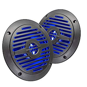 Magnadyne WR4B-LED 5 INCH Water Resistant Dual Cone Speaker with Blue LED Lights (Sold AS A Pair)
