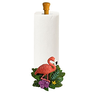 Paper Towel Holder with Tropical Flamingo Freestanding Countertop Exoctic Island-Inspired Style Décor