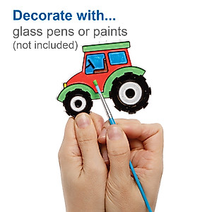 Baker Ross FE538 Farm Suncatcher Craft - Pack of 10, Stained Glass Effect for Kids to Decorate and Display for Arts and Craft Activities