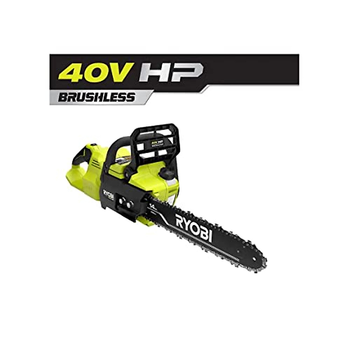RYOBI 40-Volt HP Brushless 14 in. Electric Cordless Chainsaw (Tool Only) RY405010 (Bulk Packaged), black,yellow