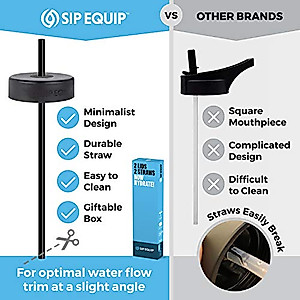 Sip Equip Wide Mouth Straw Lids (2 Pack), Compatible with Hydro Flask, Simple Modern, Hydro Cell, Thermoflask, Takeya, Vmini and Iron Flask, 2 Lids, 2 Straws and 1 Straw Brush, Original