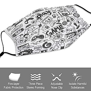 Comfortable Windproof, Monochrome Sketch Style Gaming Design Racing Monitor Device Gadget Teen 90s,Printed Facial decorations for adult JB-0002956