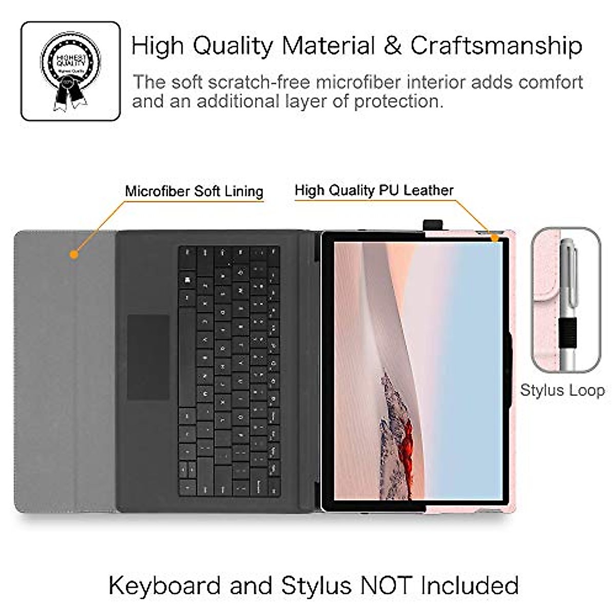 Fintie Case for Microsoft Surface Go 3 (2021) / Surface Go 2 (2020) / Surface Go (2018) - Multiple Angle Viewing Portfolio Business Cover, Compatible with Type Cover Keyboard (Rose Gold)