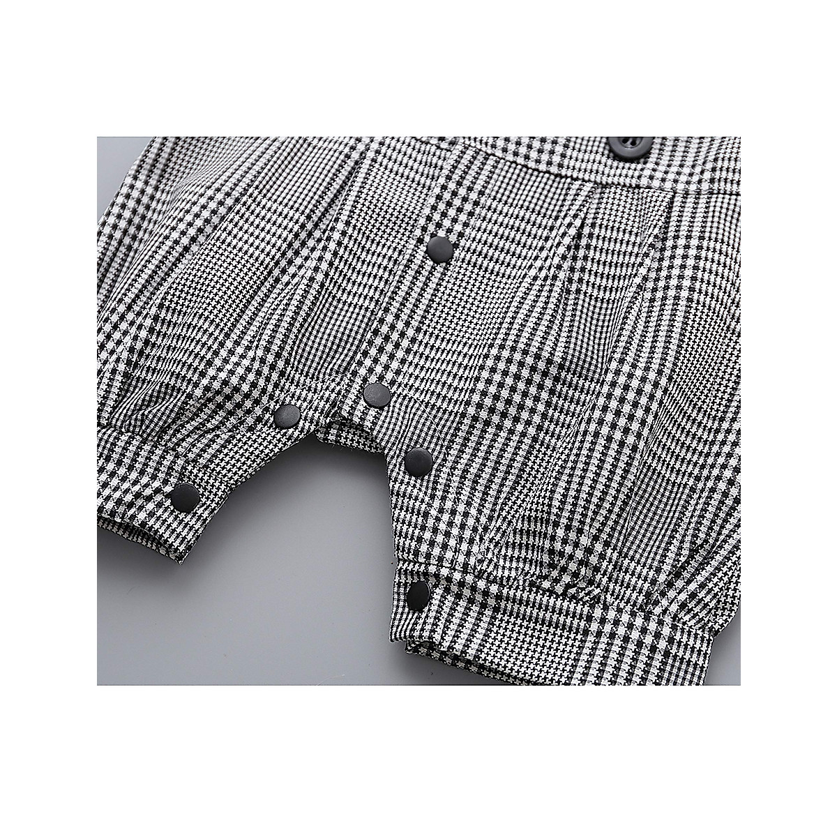 HeMarIsle Baby Boy Gentleman White Shirt Bowtie Tuxedo Onesie Jumpsuit Overall Romper（0-18M） … (Black&Plaid, 60(0-3 Month))