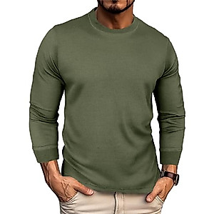 Angbater Men's Slim Fit Long Sleeve T Shirt Lightweight Casual Crewneck Workout Bodybuilding Tee Shirts for Men Green
