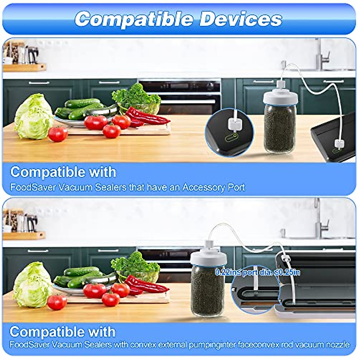 Dreyoo Jar Sealer and Accessory Hose Compatible with Foodsaver Vacuum Sealer, Vacuum Sealer Kit for Wide and Regular Mouth Canning Jars, with a Manual Portable Vacuum Pump and a Bottle Opener