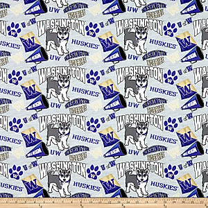 NCAA Washington Huskies NCAA Mascot, Fabric by the Yard