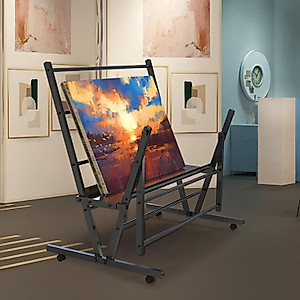 MYOYAY Movable Art Metal Print Rack, Printing Drying Display, Storage Stand for Artworks, Posters, Prints, Great Assistant for Shows & Galleries, Easy Moving with Rolling Casters, Well Hold 330Lb