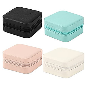 Portable Travel Mini Jewelry Box Leather Jewellery Ring Organizer Case Storage Gift Box Girls Women (4 color).